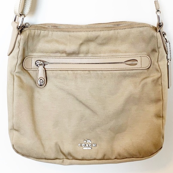 Coach | Bags | Coach Tan Nylon Adjustable Strap Crossbody Bag | Poshmark